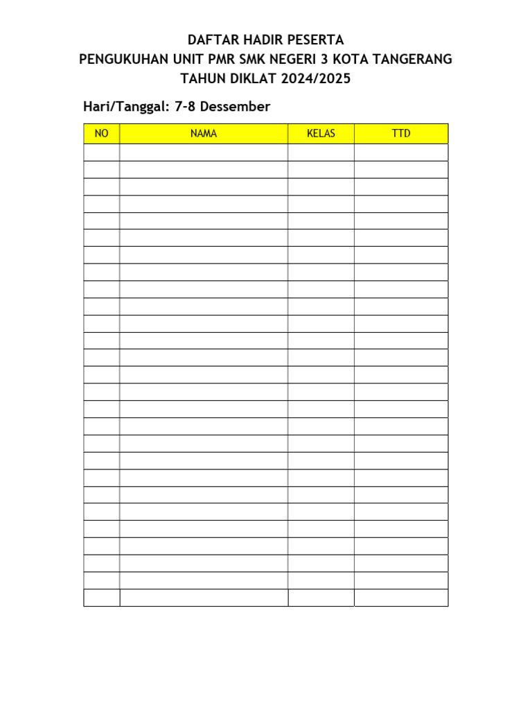 Absen Pengukuhan PMR | PDF