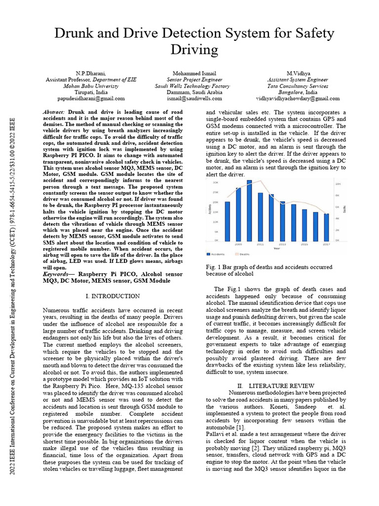 Automated Drunk Driving Detection System | PDF | Light Emitting Diode ...