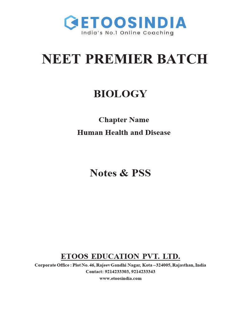 Premier Notes+PSS - Human Health and Diseases | PDF