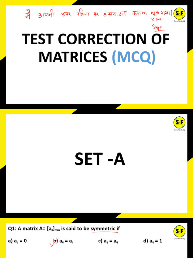 Matrices Test Correction | PDF
