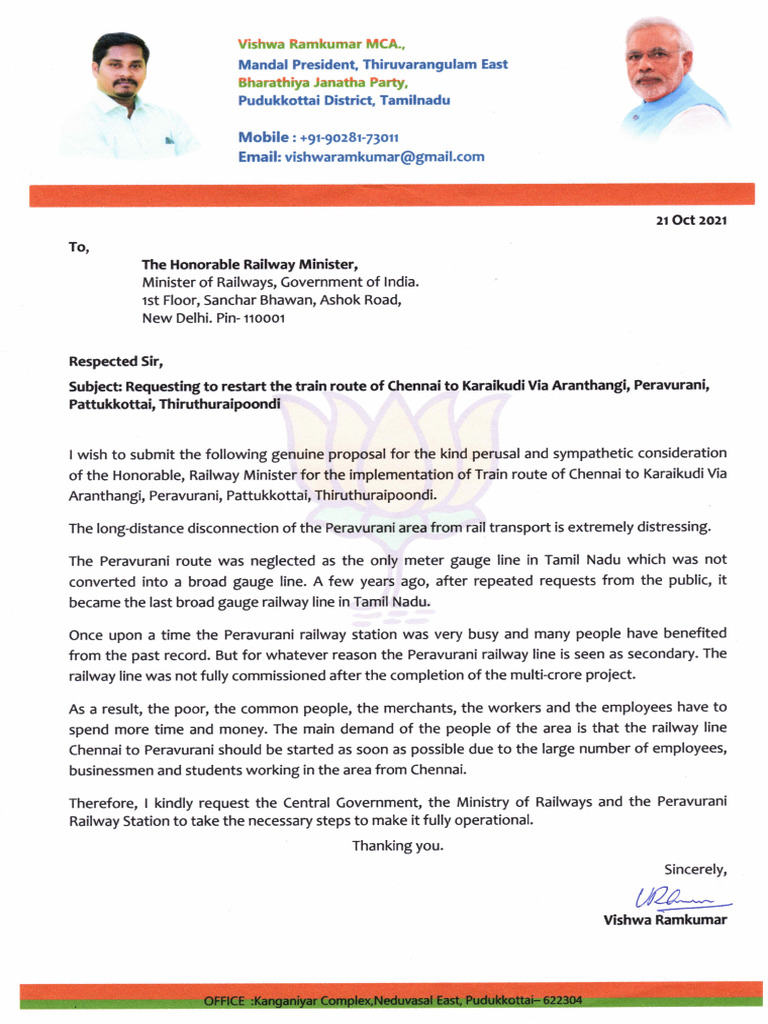 Restart Peravurani Train | PDF