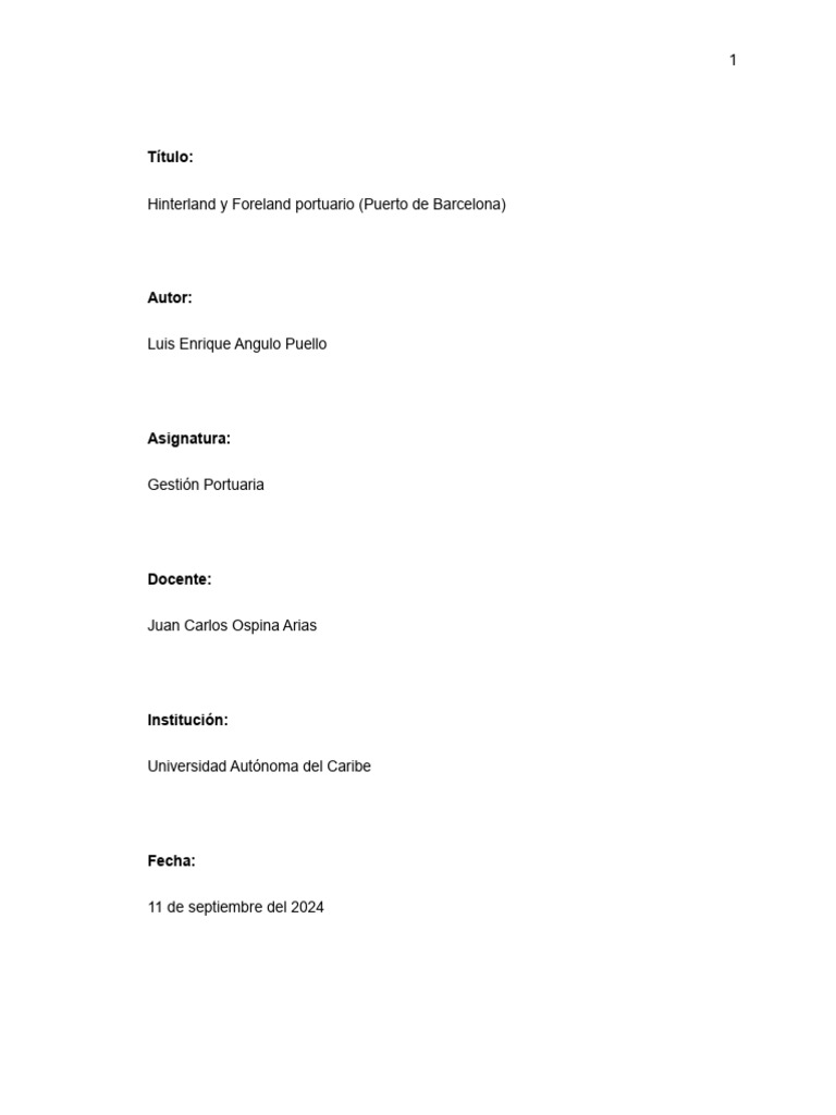 Hinterland y Foreland Portuario (Puerto de Barcelona) | PDF | Puerto ...