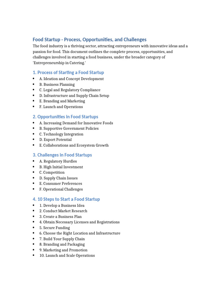 Food Startup Process | PDF