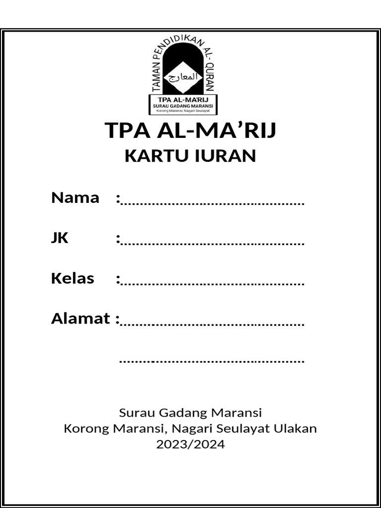 Buku Iuran Mengaji | PDF