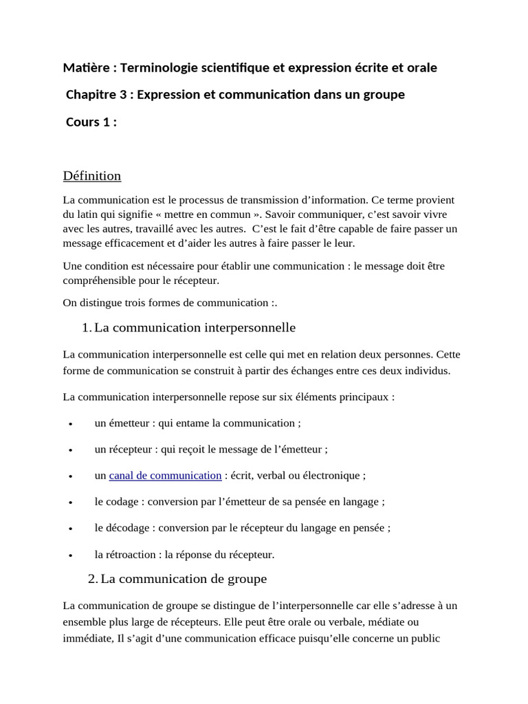 Communication de groupe : définition et enjeux | PDF | la communication