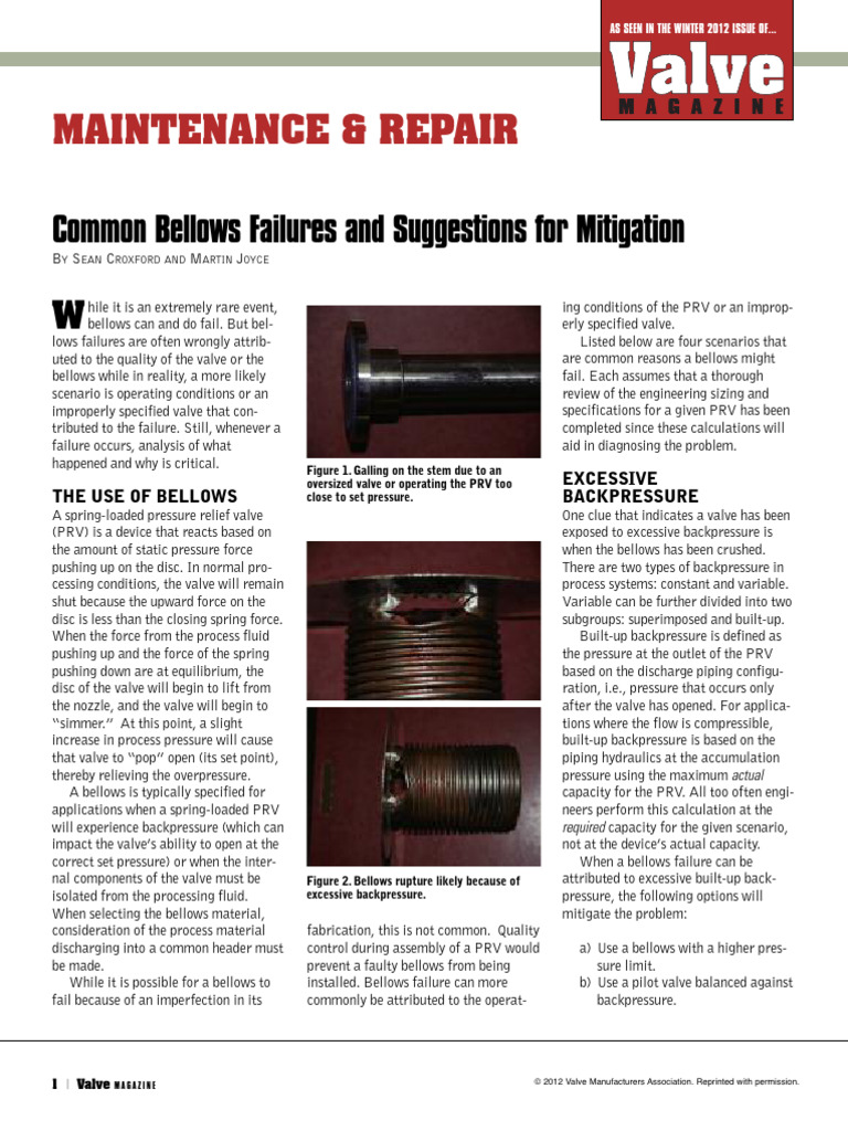 Bellows Failure Analysis and Solutions | PDF | Valve | Mechanical ...