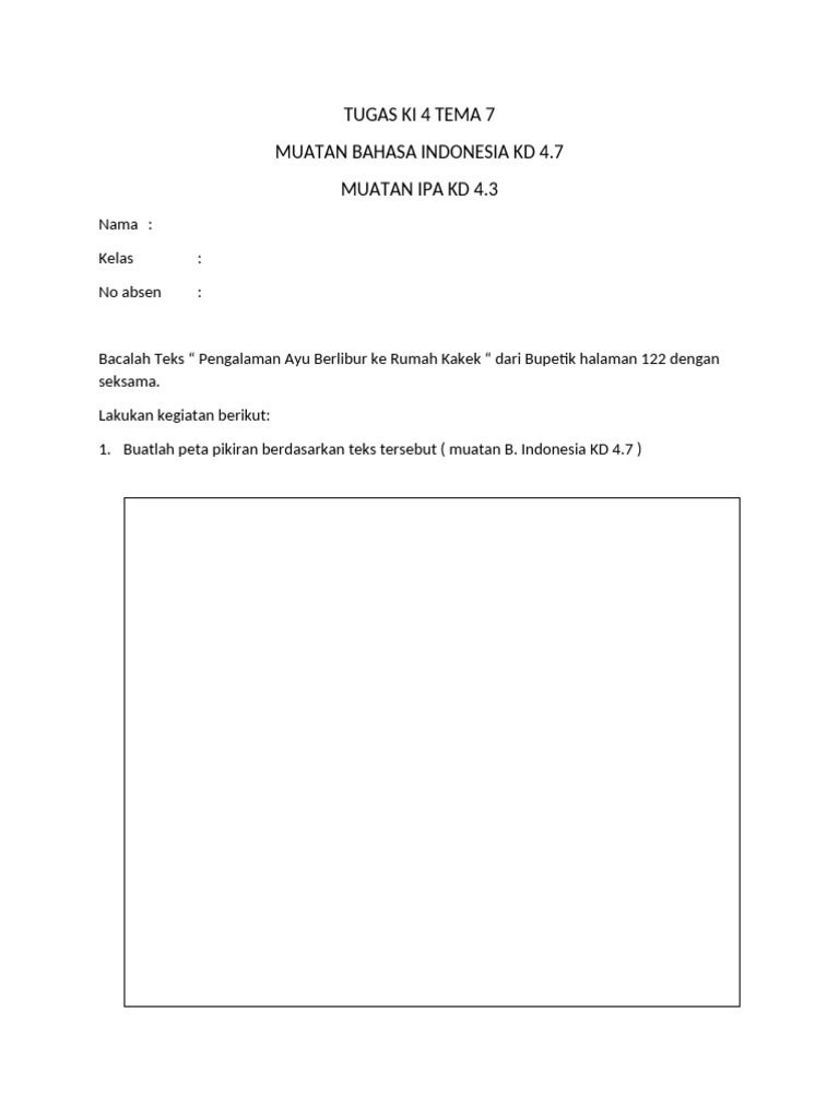 Tugas Ki 4 Tema 7 Muatan B. Indonesia Dan Ipa | PDF