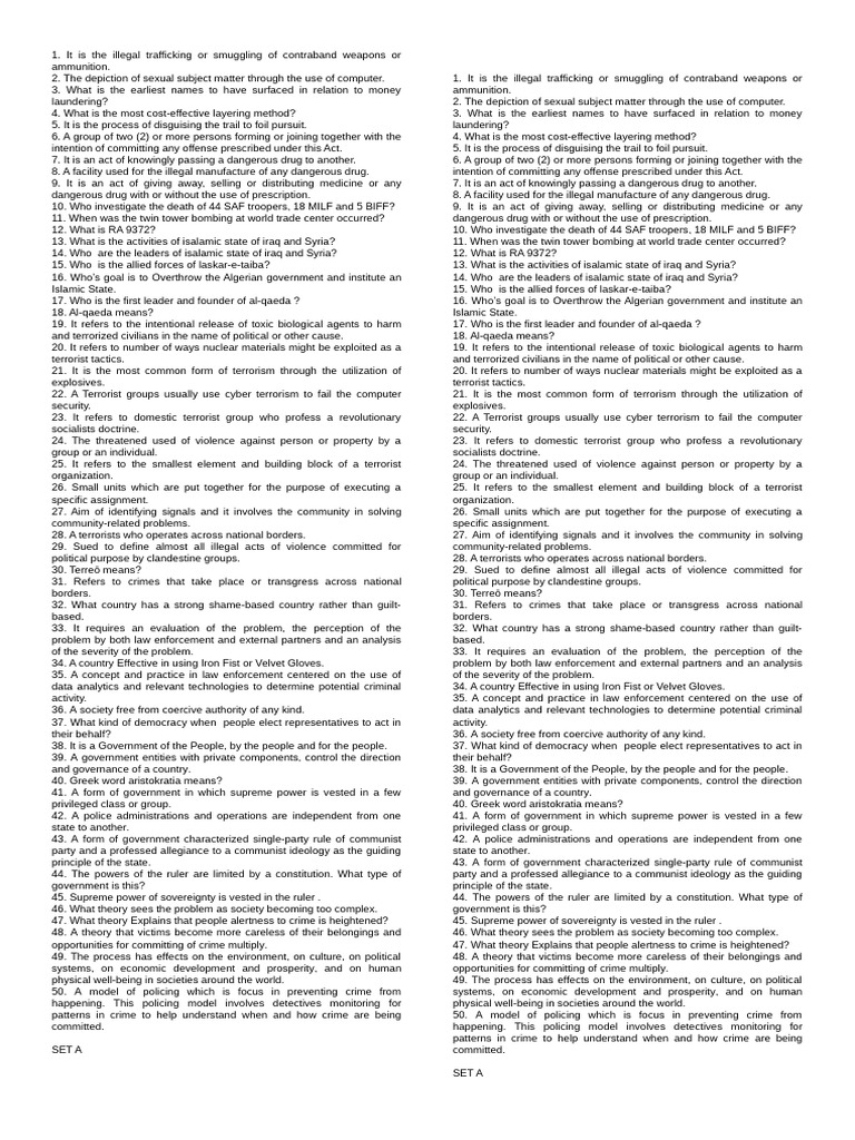 Long Quiz Compa - M | PDF | Smuggling | Government