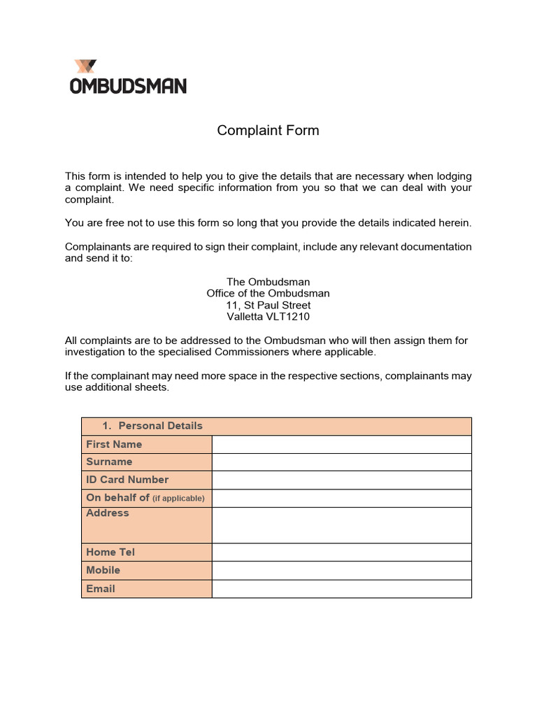 complaint-form | PDF | Complaint | Justice