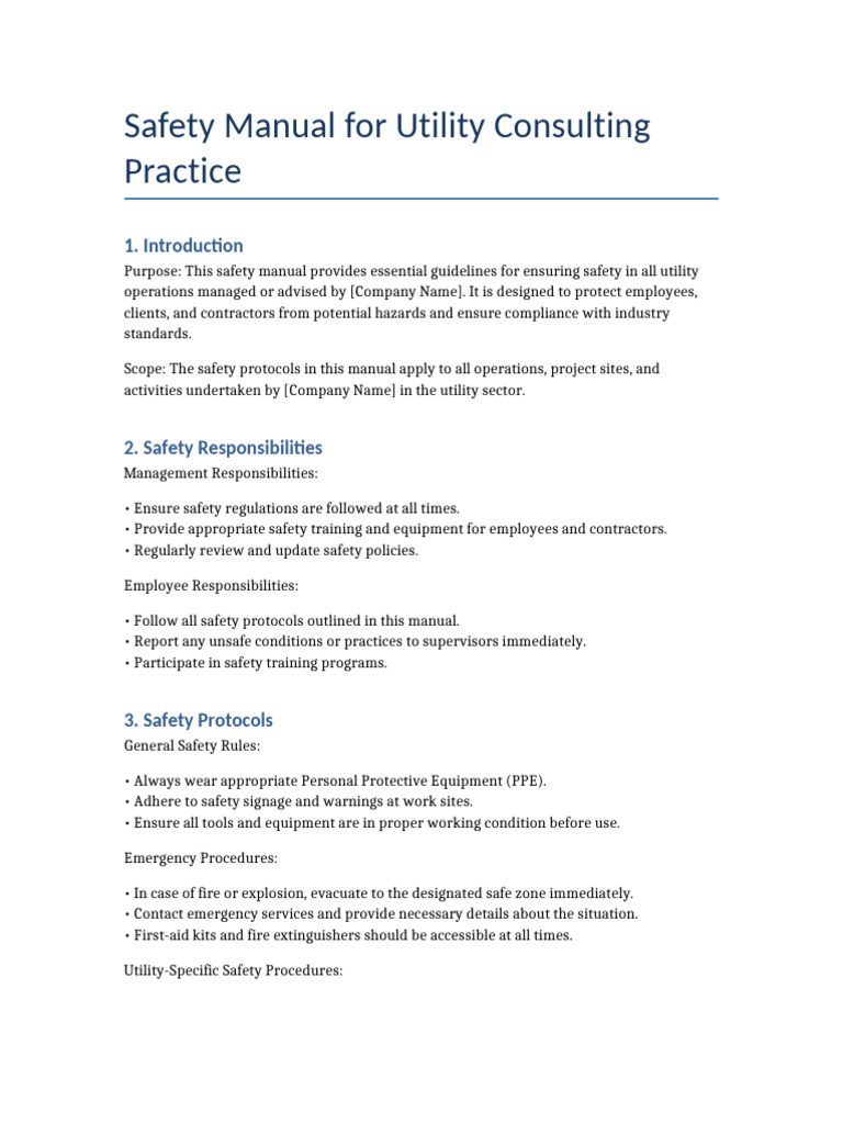 Safety Manual For Utility Consulting Practice | PDF | Occupational ...