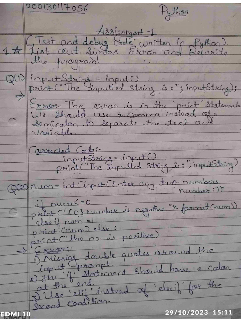 All Python Assignment (1 To 5) | PDF