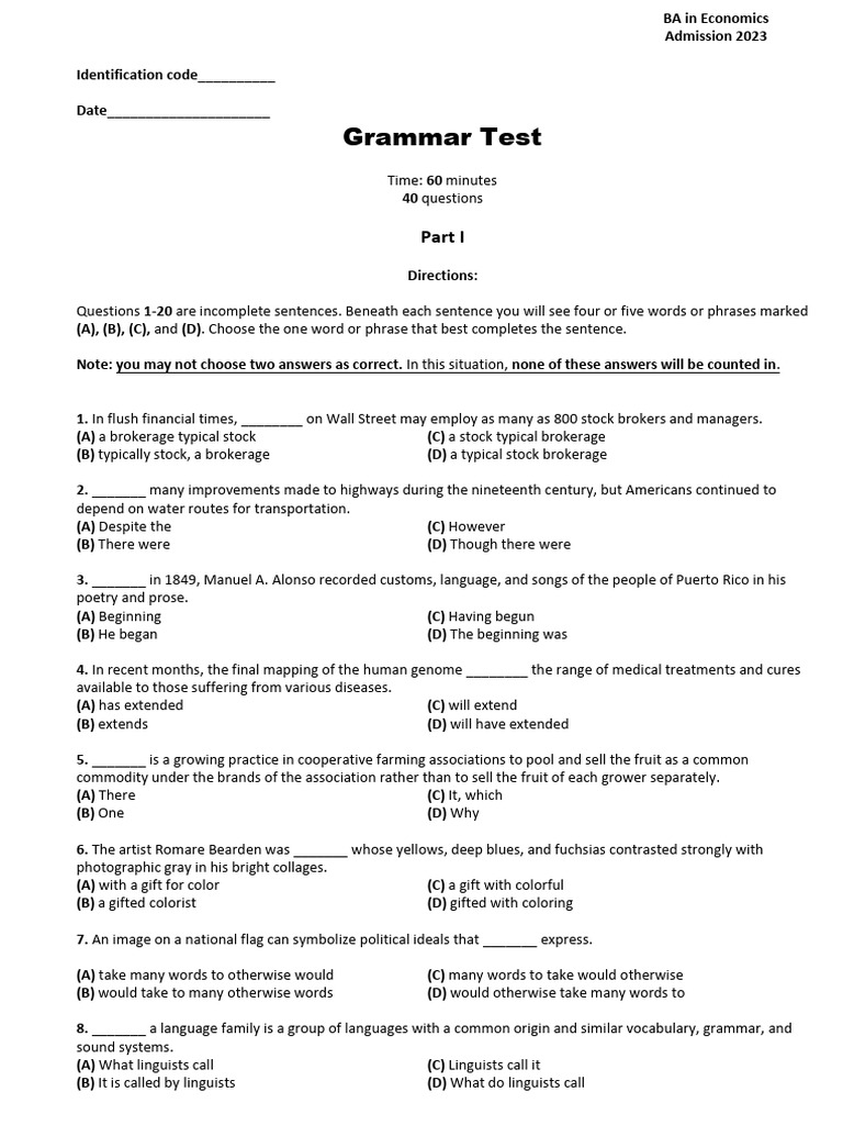English Test Sample | PDF