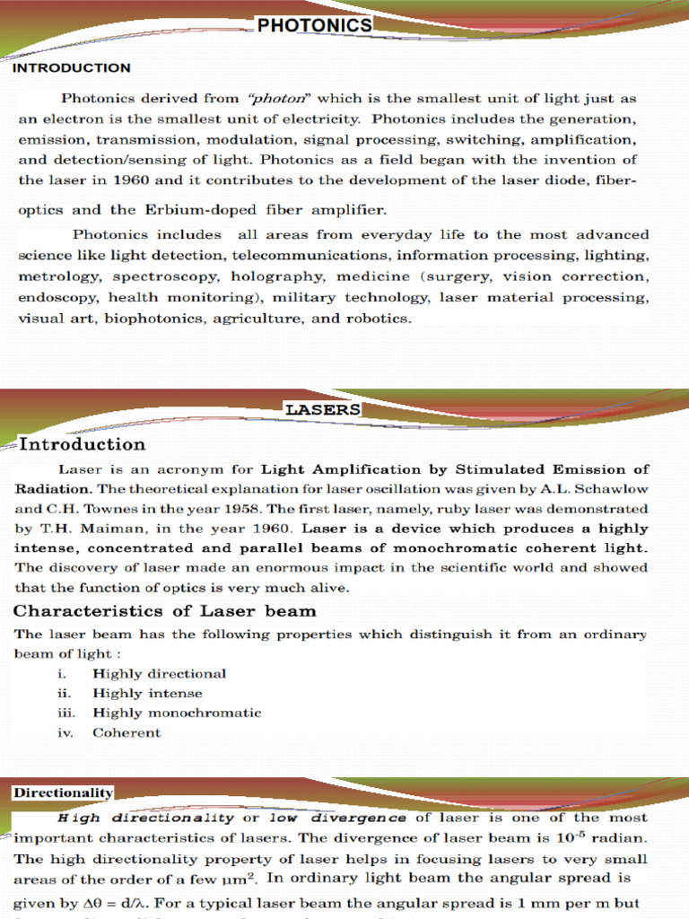 Unit - 3 Lasers | PDF | Laser Diode | Laser