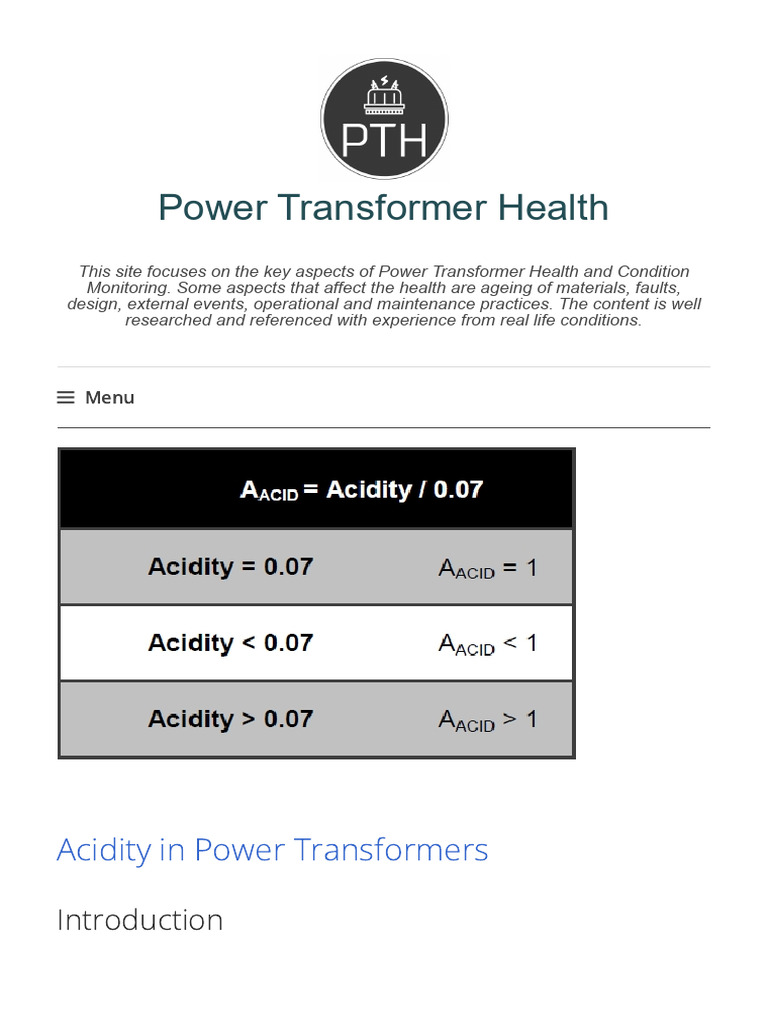 Acidity Impact on Transformer Oil Health | PDF | Transformer | Corrosion