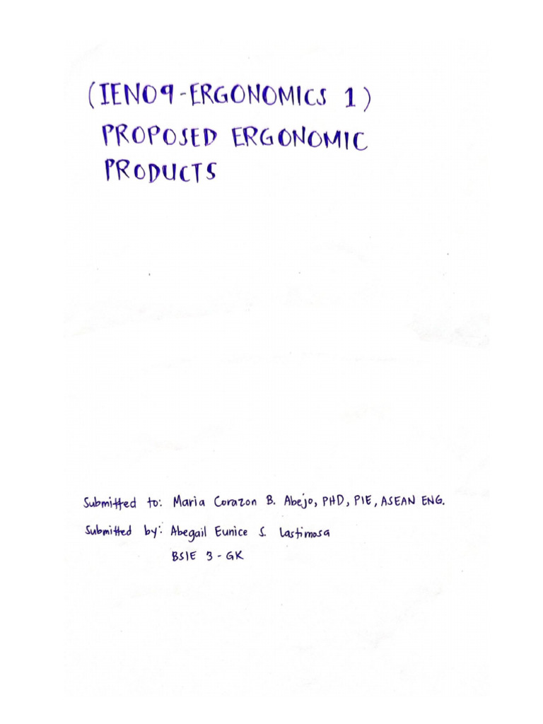 Proposed Ergonomic Products | PDF