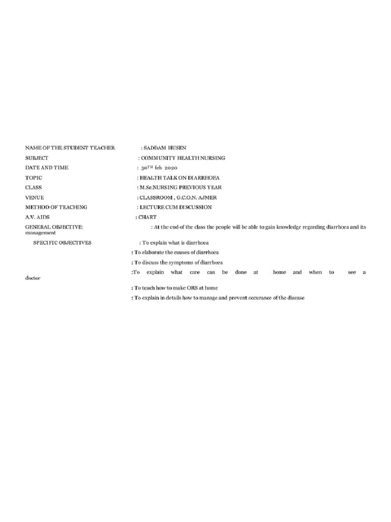 Health Talk Diarrhoea | PDF