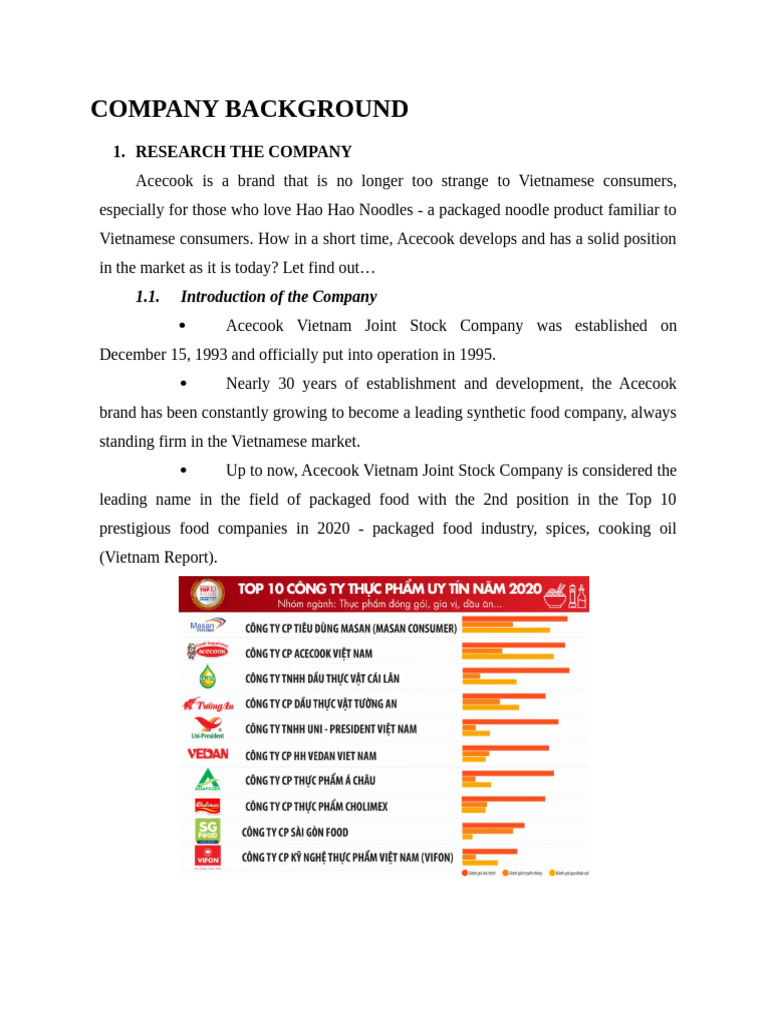 Company Background | PDF | Noodle | Foods
