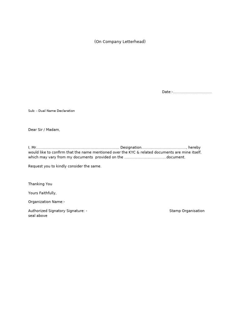 Dual Name Declaration | PDF