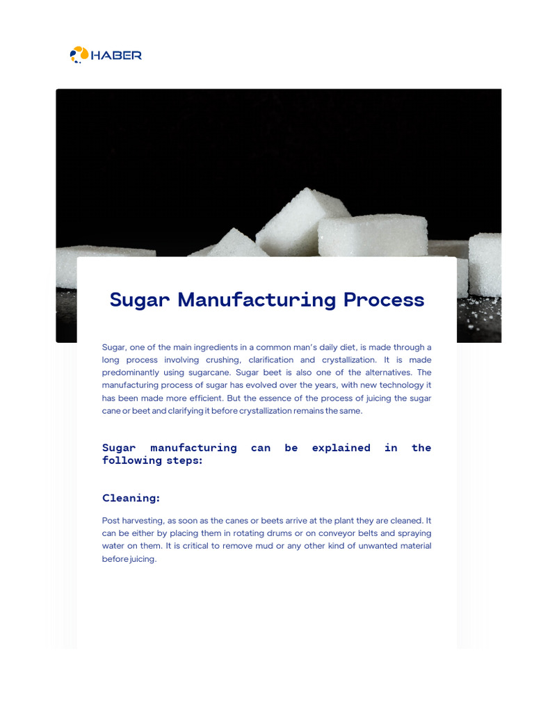 Sugar Manufacturing Process | PDF | Sugarcane | Sugar
