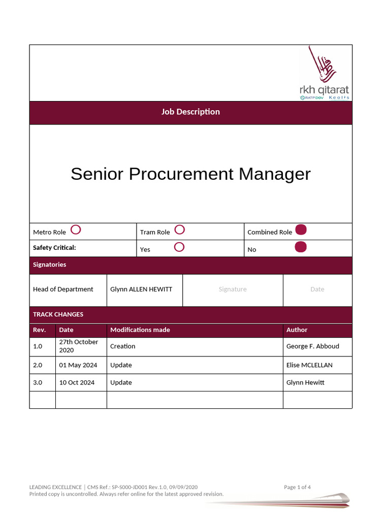 Senior Procurement Manager Job Description | PDF | Procurement ...