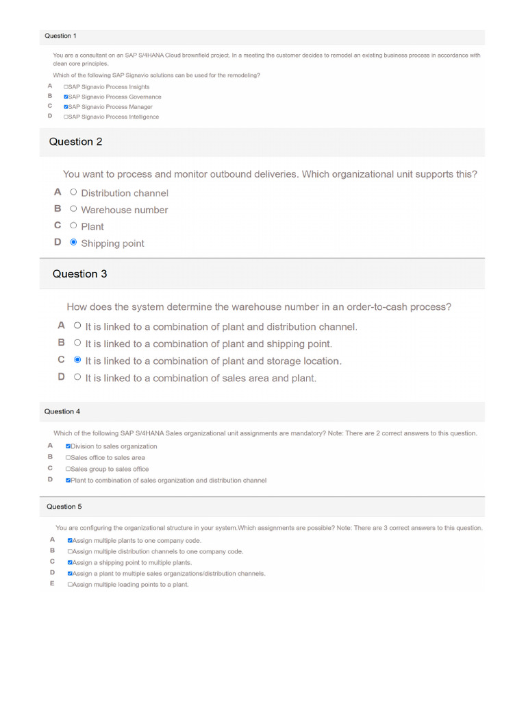 SAP SD Hana Sales - 2022 - Sample Questions - 2 | PDF