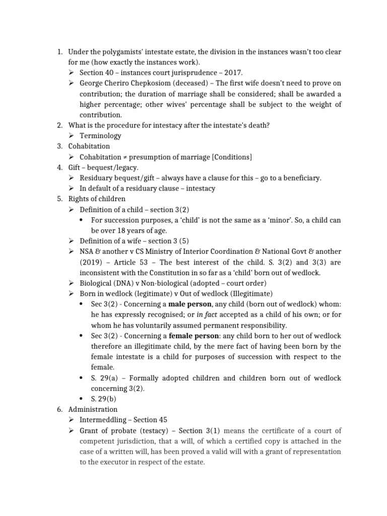 Law of Succession Tutorial | PDF | Intestacy | Legitimacy (Family Law)