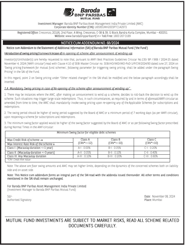 Swing Pricing Framework 9539 | PDF