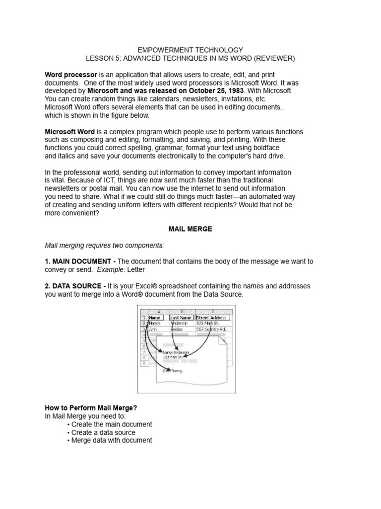 Empowerment Technology Lesson 5 Review Material | PDF | Microsoft Word ...
