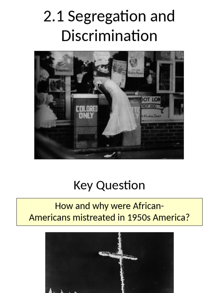 Segregation and Discrimination in 1950s America | PDF | Jim Crow Laws ...
