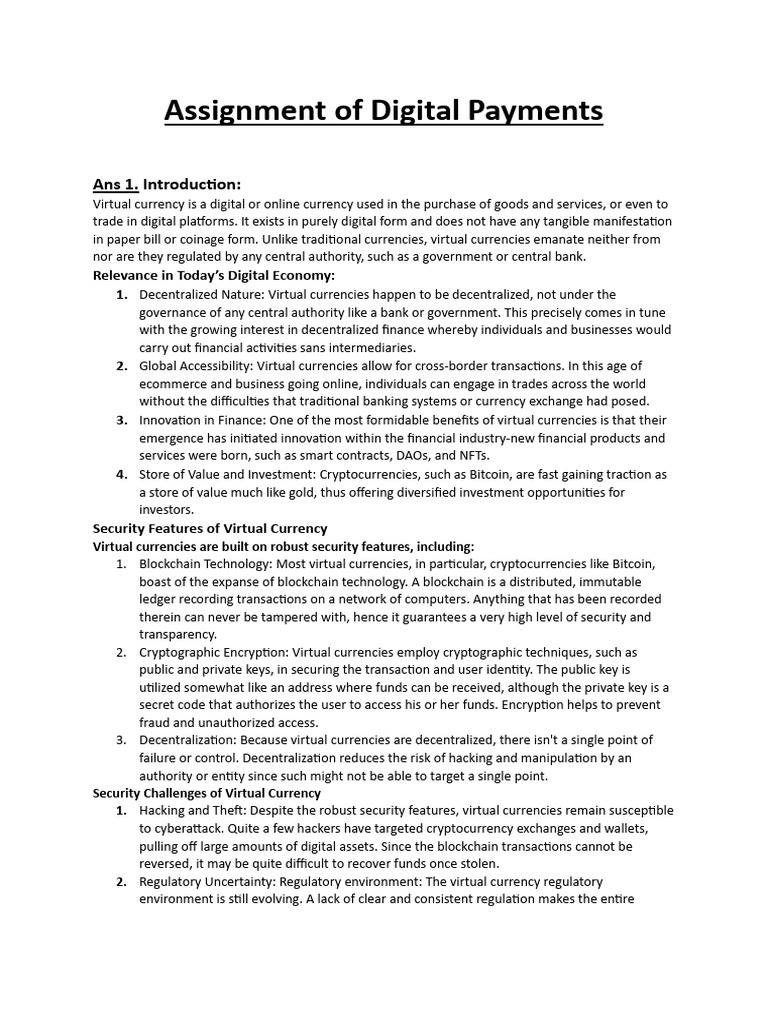 Assignment For Digital Payments | PDF | Cryptocurrency | Debit Card