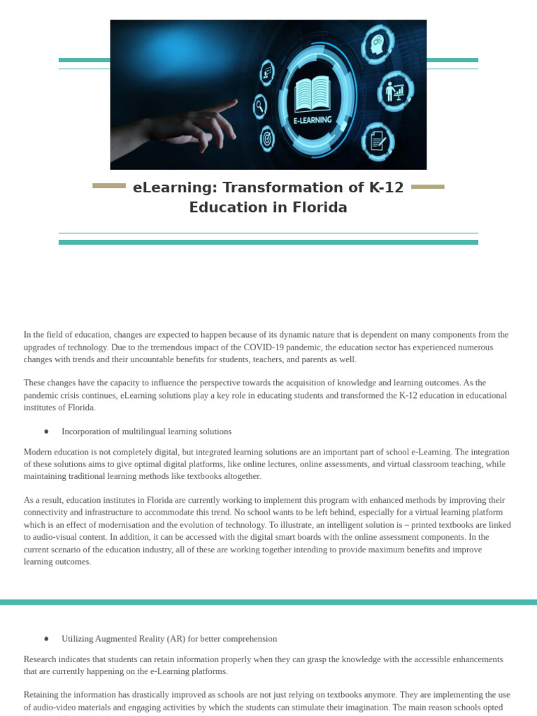 ELearning - Transformation of K-12 Education in Florida | PDF | Educational Technology ...