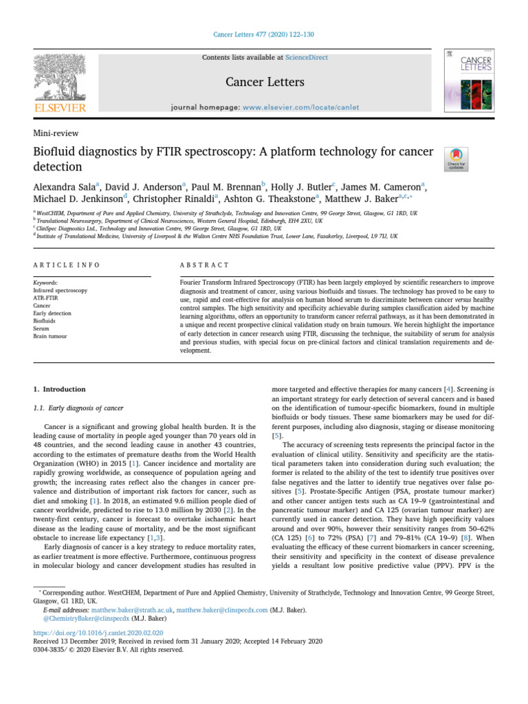 Biofluid Diagnostics by FTIR Spectroscopy A Platform Technology For ...