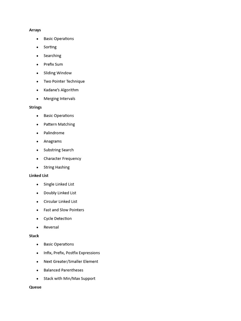DSA Topics Overview and Techniques | PDF