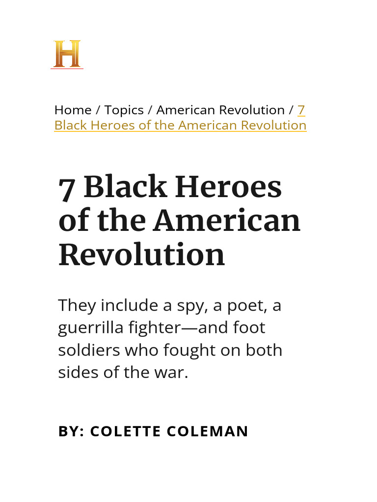 Black Heroes of the American Revolution | PDF | Slavery