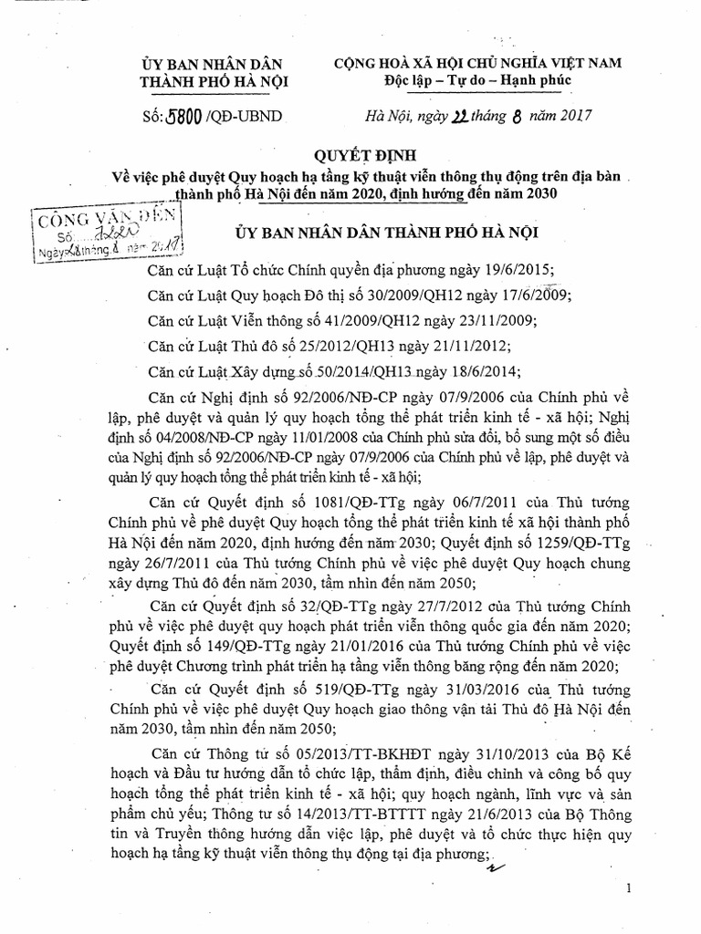 Quyet Dinh 5800 Ve Quy Hoach HTVTTD PDF | PDF