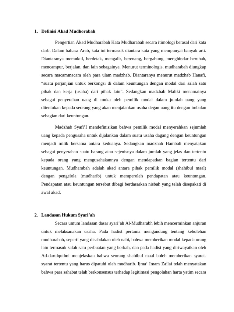 Contoh Akad Mudharabah dan Jenisnya | PDF