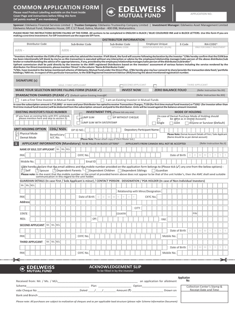 Mutual Fund Application Guide | PDF | Mutual Funds | Cheque