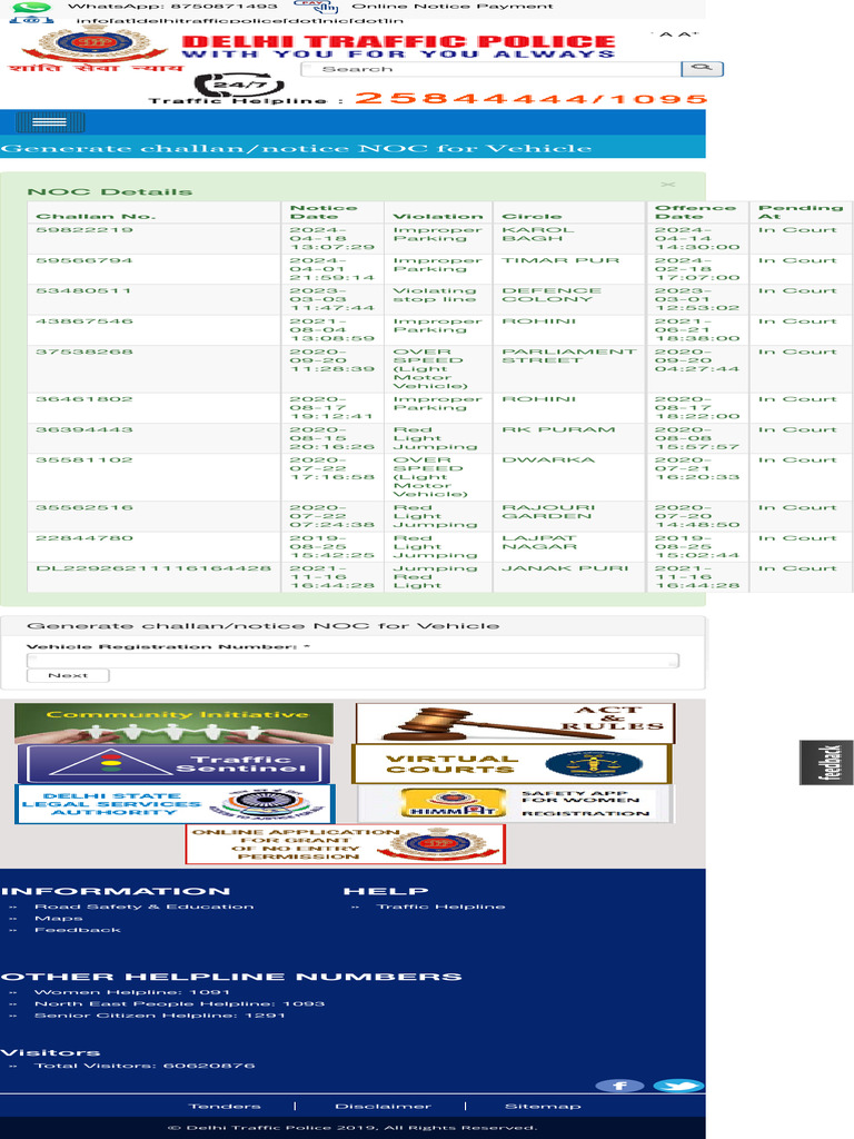 Delhi Traffic Police Challan NOC Guide | PDF | Land Transport | Road ...