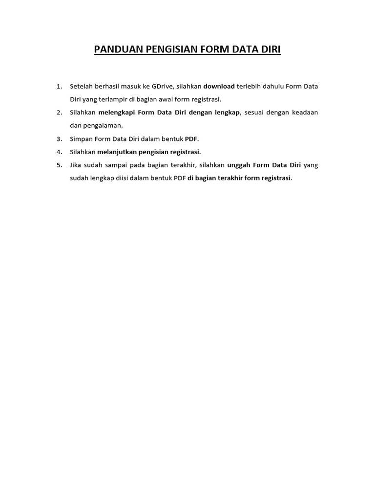 Panduan Pengisian Form Data Diri | PDF