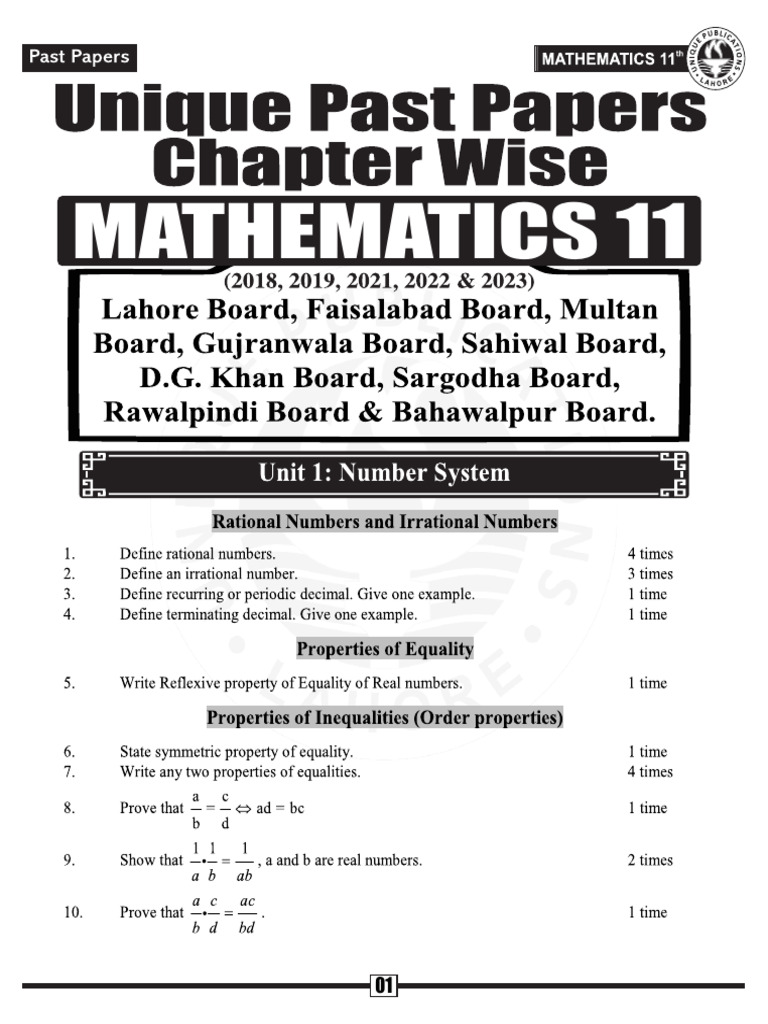 2024 1st Year Math Past Paper | PDF