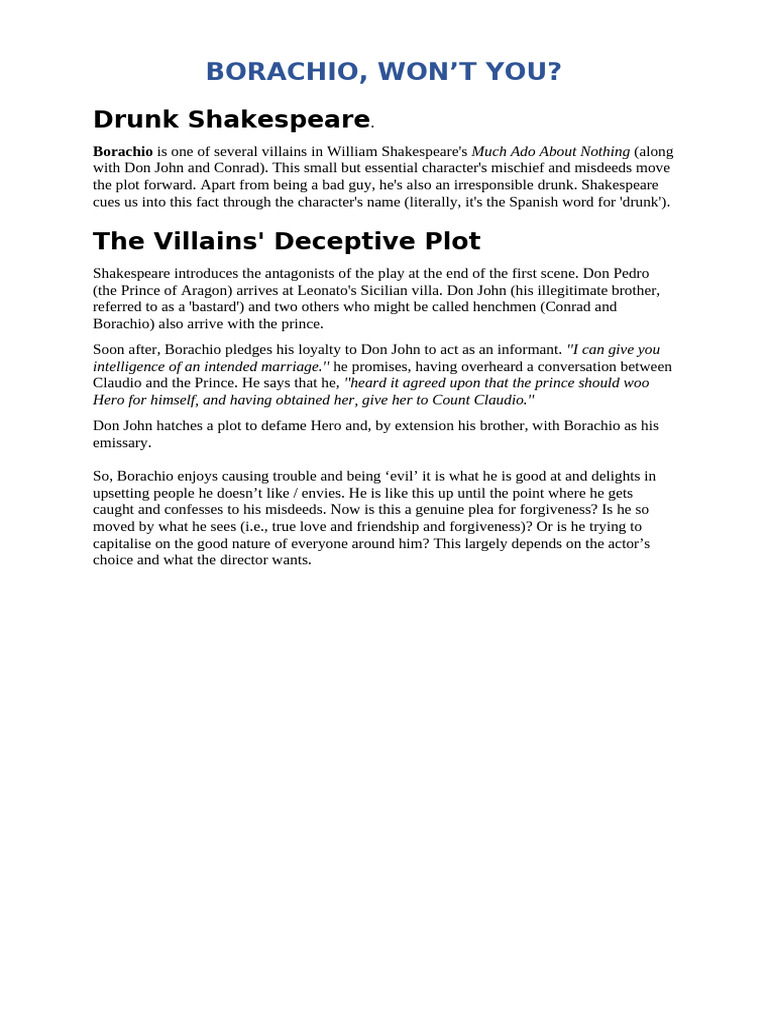 Borachio | PDF | Much Ado About Nothing