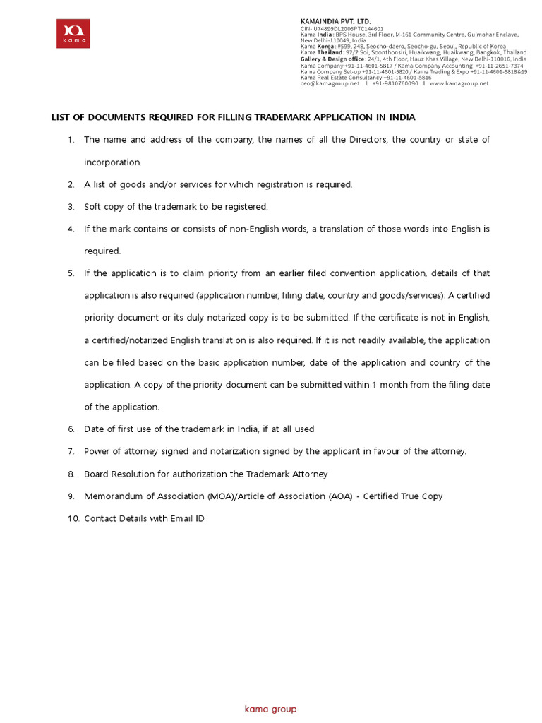 List of Documents For Filling Trademark | PDF