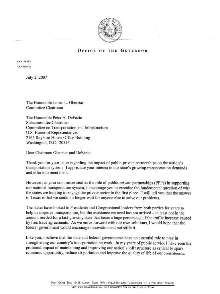 Texas Perry Letter 2008 | PDF