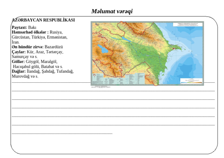 Məlumat Vərəqi: Azərbaycan Respublikasi Paytaxt: HƏMSƏRHƏD Ölkələr | PDF