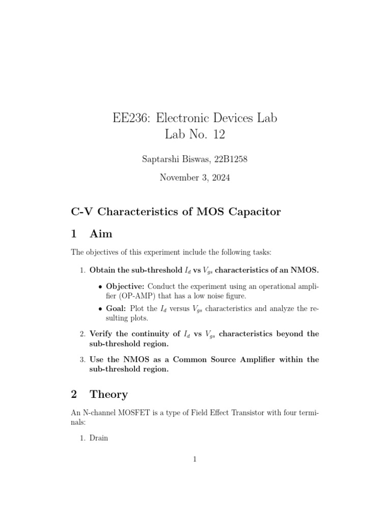 Lab 12 | PDF | Mosfet | Field Effect Transistor