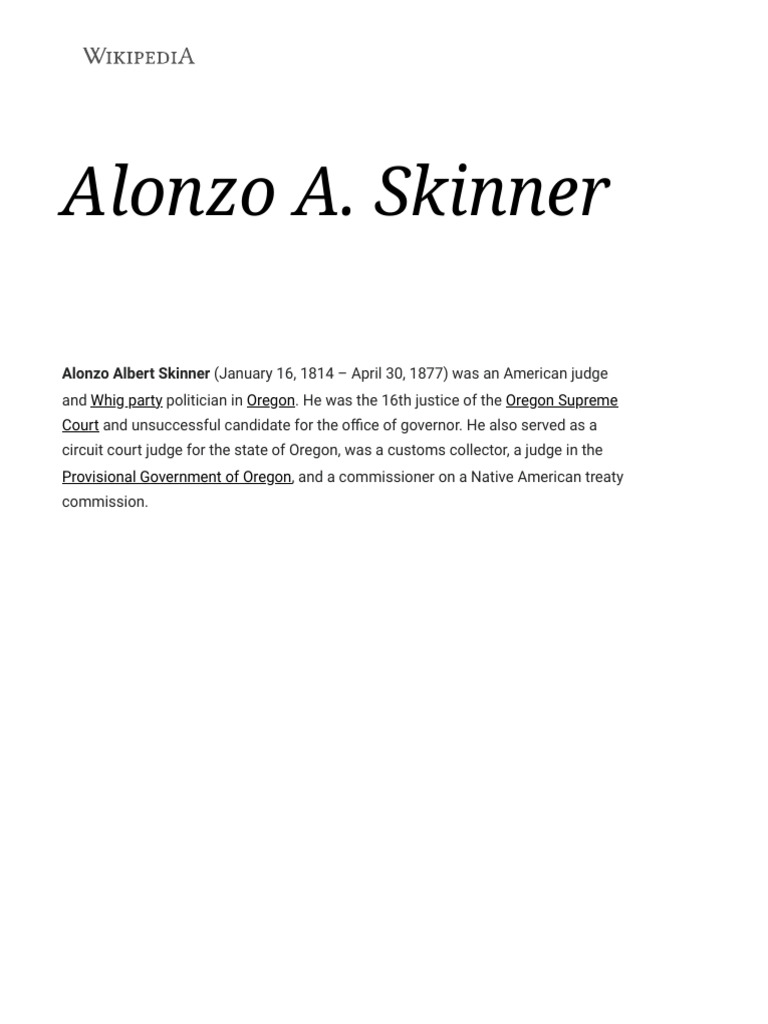 Alonzo A. Skinner - Wikipedia | PDF | The United States