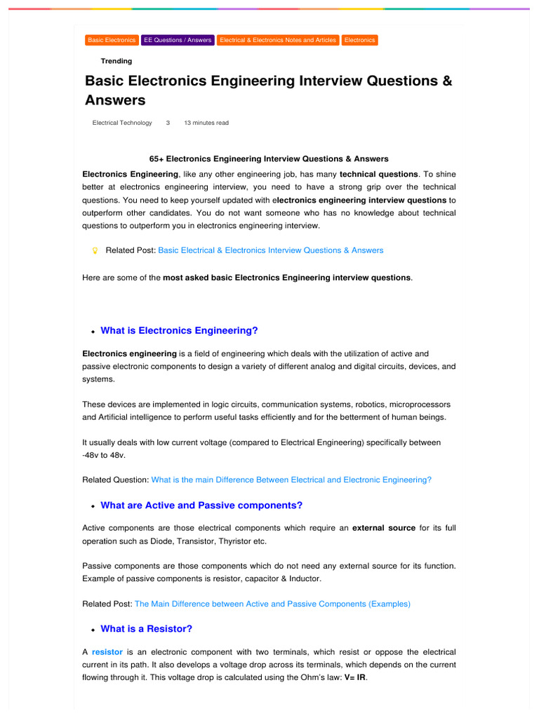 Placement Electronics-Interview-Questions-Guide-1 | PDF | Modulation ...