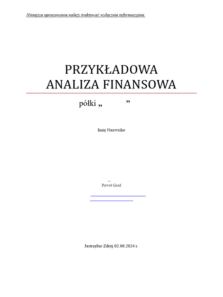 Przykladowa Analiza Finansowa | PDF
