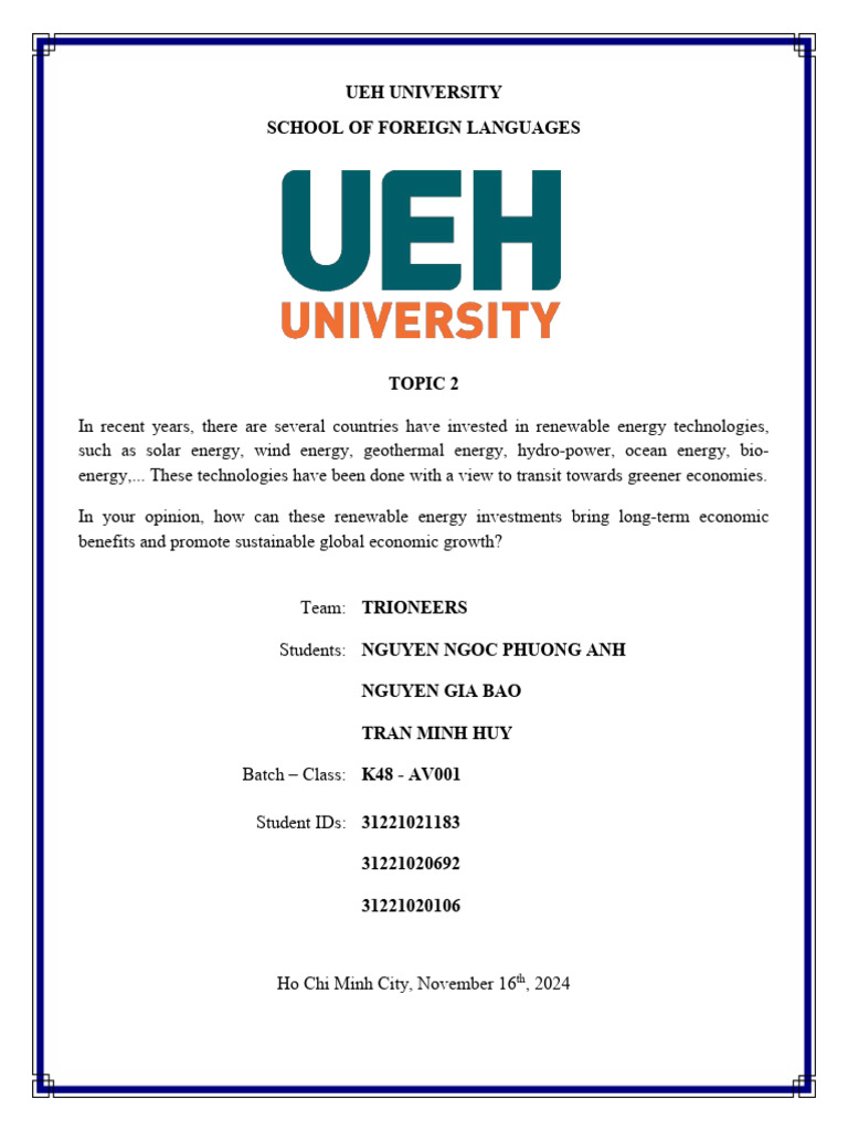 ĐẠI HỌC UEH | PDF | Cost Of Living | Renewable Energy