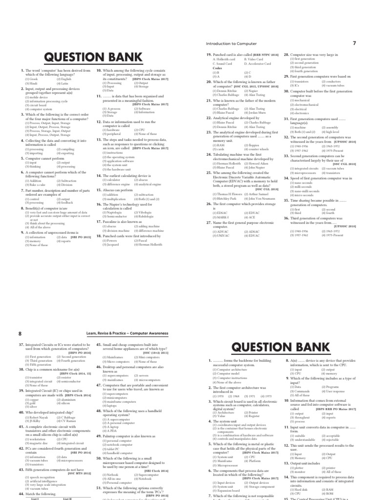 Computer Awareness Arihant MCQ Bitcg | PDF | Central Processing Unit | Computer Data Storage